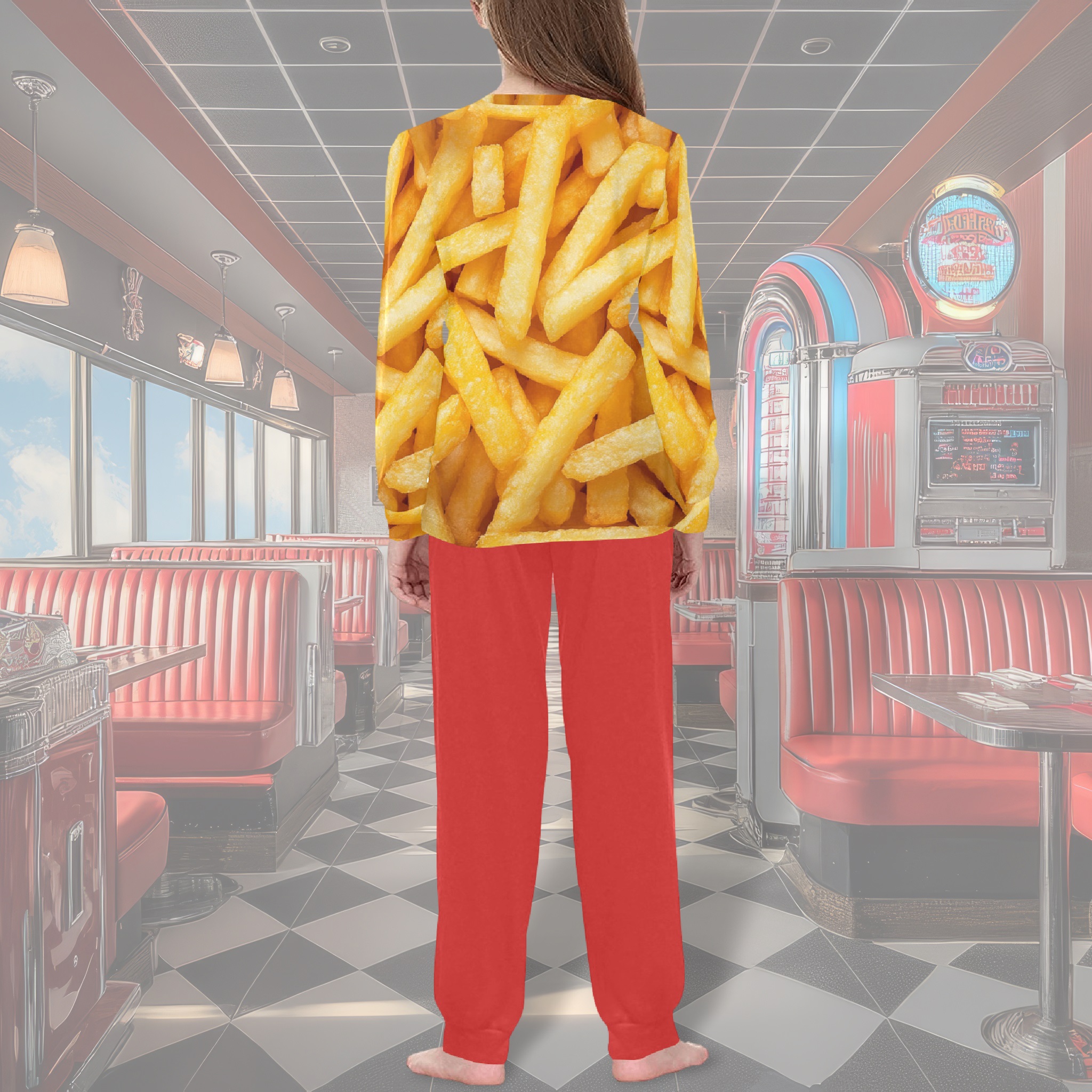Kids Classic French Fries Box Pajamas - HarmonE Gifts