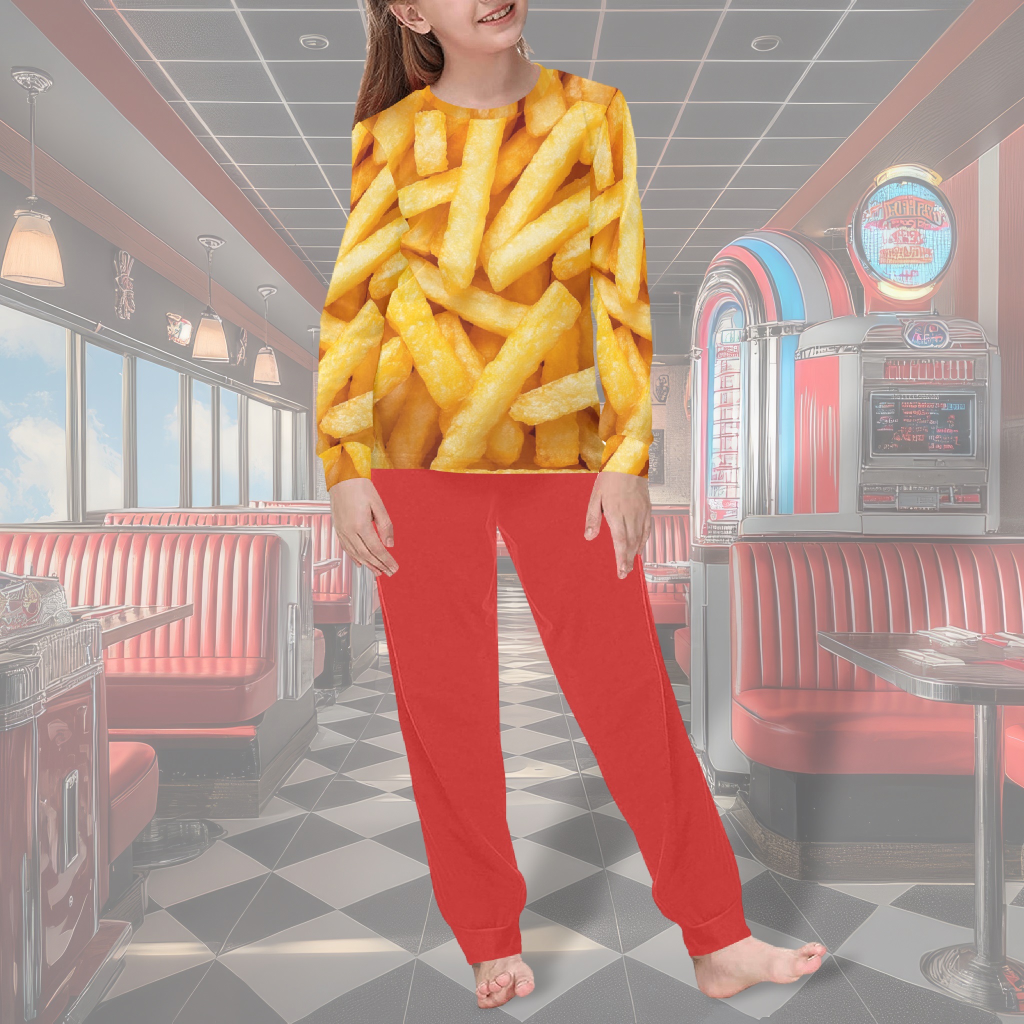 Kids Classic French Fries Box Pajamas - HarmonE Gifts